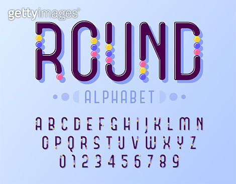 Rounded of stylized abstract alphabet and font with colorful round ...