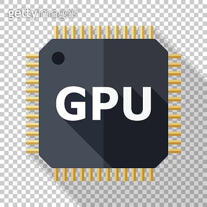 GPU icon in flat style with long shadow on transparent background 이미지 ...