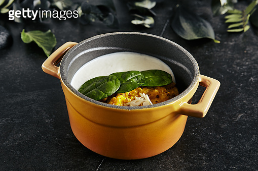 Exquisite Serving Restaurant Dish of Cooked Quinoa with Carrot Celeriac ...