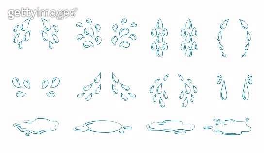 Contoured cartoon tear drops and puddles set. Sorrow weeping cry ...