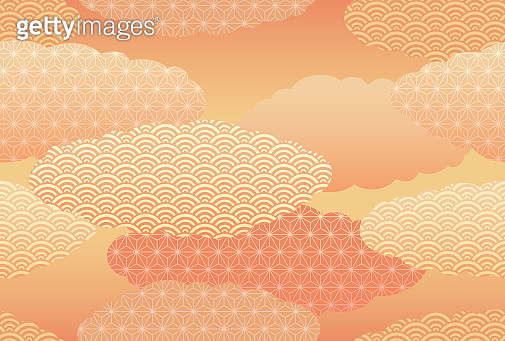 Japanese seamless New Year’s card template with traditional patterns ...