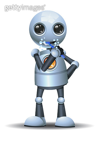 little robot brushing teeth 이미지 (1158969860) - 게티이미지뱅크