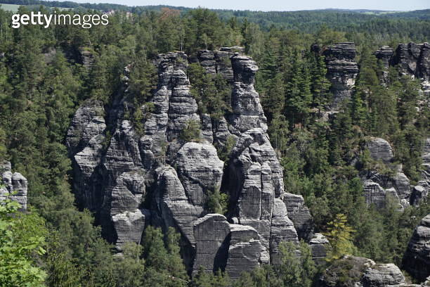 Famous sandstone formation in the Elbe Sandstone Mountains in Saxon ...
