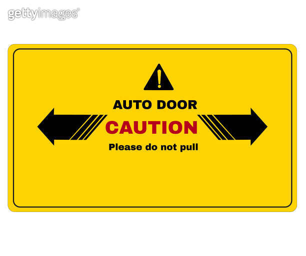 Accident Prevention signs, Caution board with message AUTO DOOR caution ...