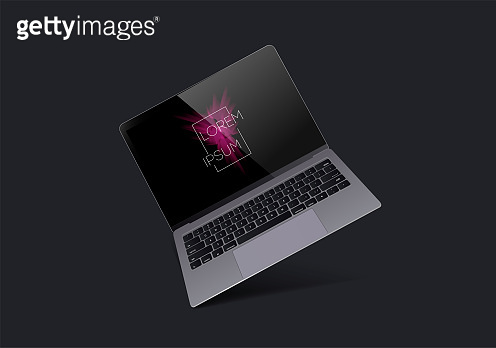 Realistic dark grey with blank screen laptop. Can use for project ...