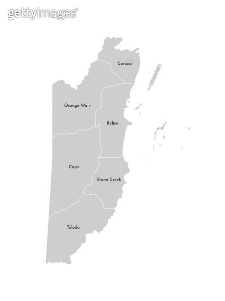 Vector isolated illustration of simplified administrative map of Belize ...
