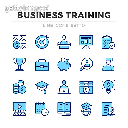 Business training vector line icons set. Thin line design. Modern ...