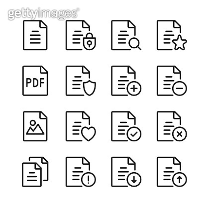 Document line icons set. Modern graphic design concepts, simple linear outline elements ...