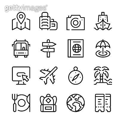 Travel line icons set. Modern graphic design concepts, simple outline ...