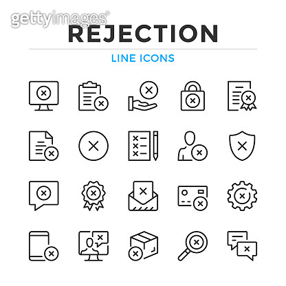 Rejection line icons set. Modern outline elements, graphic design ...
