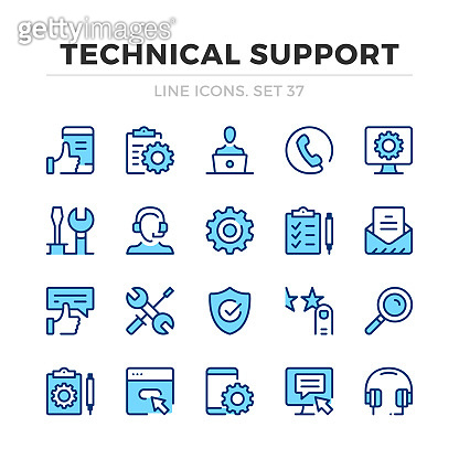Technical support vector line icons set. Thin line design. Outline ...