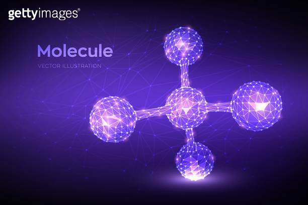 Molecule Structure. Low poly abstract Molecule. Dna, atom, neurons ...