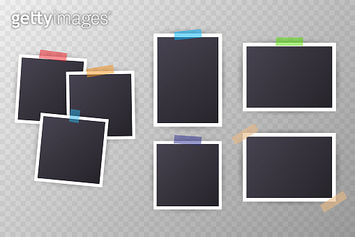 Set of vintage photo frame with adhesive tape. Vintage style. Vector ...