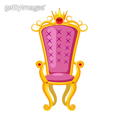 Princess throne, adorned with diamonds, crown, precious stones. Fairy ...