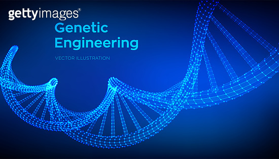 DNA sequence. Wireframe DNA molecules structure mesh. DNA code editable ...