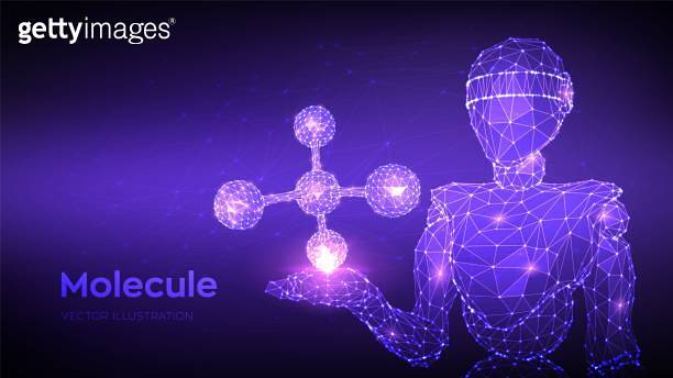 Molecule Structure. Low poly abstract Molecule. Dna, atom, neurons ...