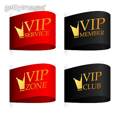 Red and black ribbon. Round badge for VIP club members. Vector ...