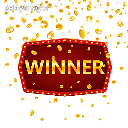 Winner frame label banner template. Win congratulations vintage frame ...