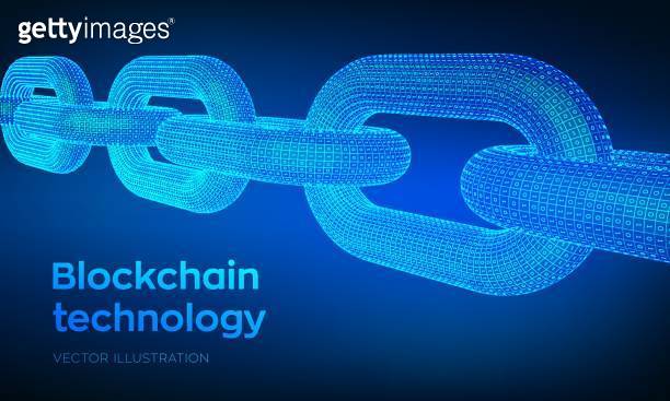Block chain. Crypto currency. Hyperlink chain. Blockchain concept. 3D ...