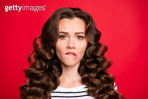 Close up portrait of attractive perfect hairstyle she her girl staring ...