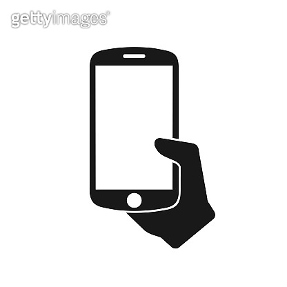 Human hand holding smartphone. Phone holding flat icon - vector for ...