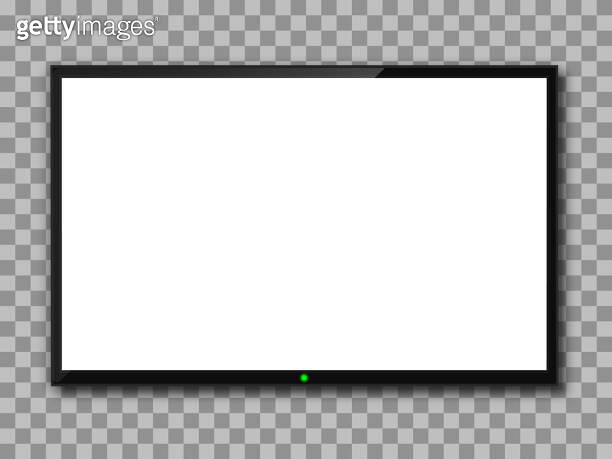 Realistic TV screen. Empty TV frame transparent background. Modern ...