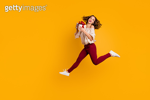 Full length body size view portrait of nice-looking attractive pretty ...