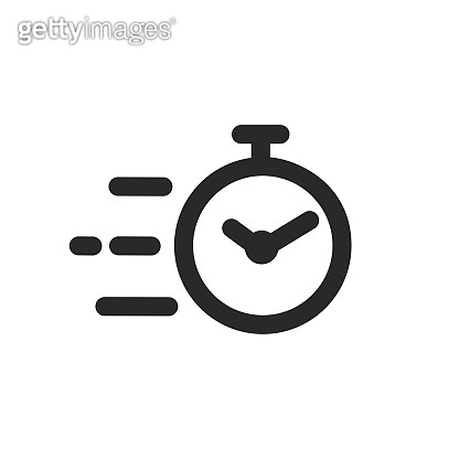 Fast stopwatch line icon. Fast time sign. Speed clock symbol urgency ...