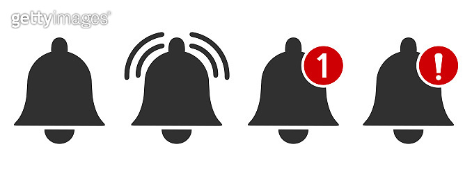 Notification icon. Alert icon for incoming inbox message. Ringing bell ...