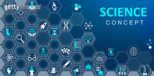 Science concept background. Set of education, school and knowledge flat ...