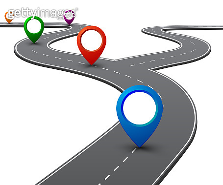 Road with GPS navigation. Car road, street, highway roadmap ...