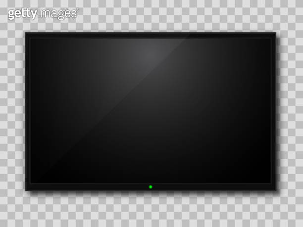 Realistic TV screen. Empty TV frame transparent background. Modern ...