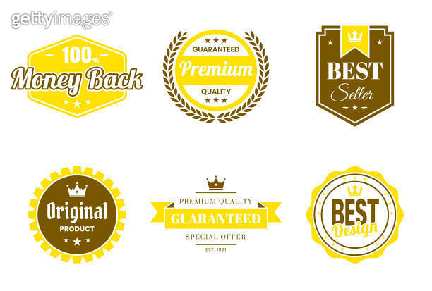 Set of Yellow Badges and Labels - Design Elements 이미지 (1164666447) - 게티 ...