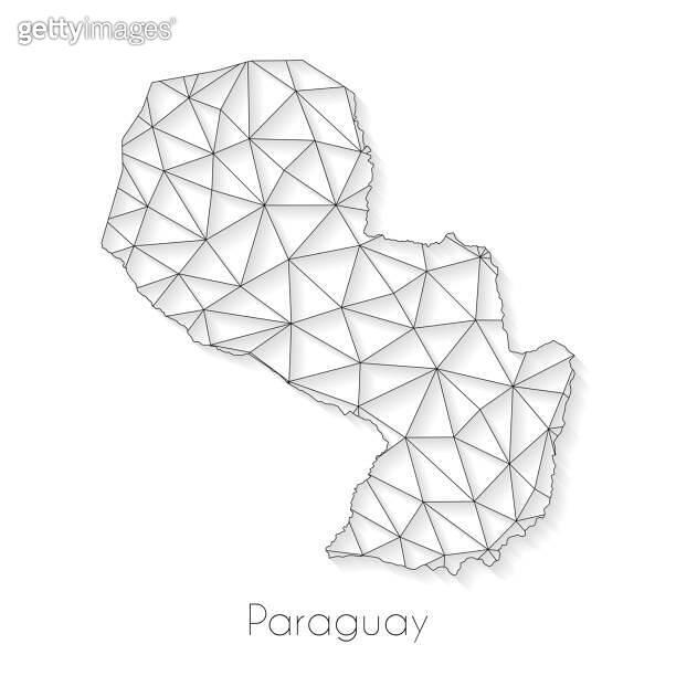 Paraguay map connection - Network mesh on white background (1179562406 ...