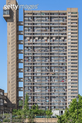 London brutalist style trellick tower block showing exterior and ...