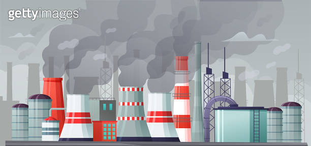 Environmental pollution vector illustration. Air pollution, pollutant ...