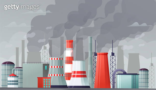 Environmental pollution vector illustration. Air pollution, pollutant ...
