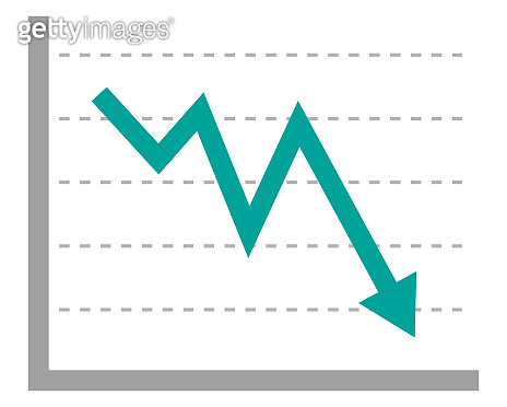 Illustration of an arrow pointing down.Illustration of line graph ...