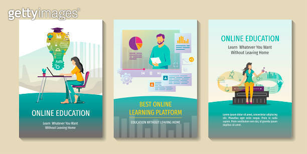 Set of flyers, posters, banners, brochure design templates for distance ...