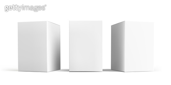 Box mock-up set. Vector isolated 3D white carton cardboard or paper ...