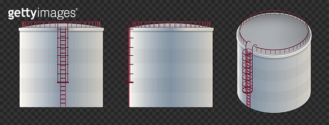 Creative vector illustration of water tank, crude oil storage reservoir ...