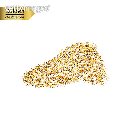 Gold glitter vector icon of liver isolated on background. Art creative concept illustration for ...