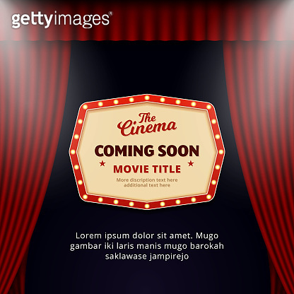 cinema movie coming soon banner promotion design. retro billboard with ...