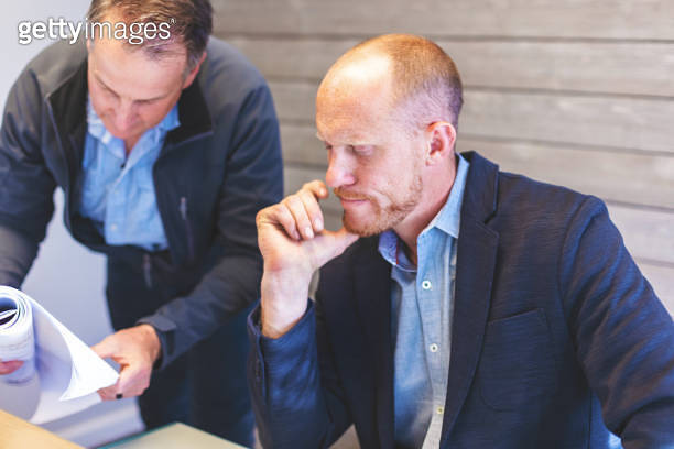 Male Contractors Office Planning Meeting Business Environment 이미지 ...