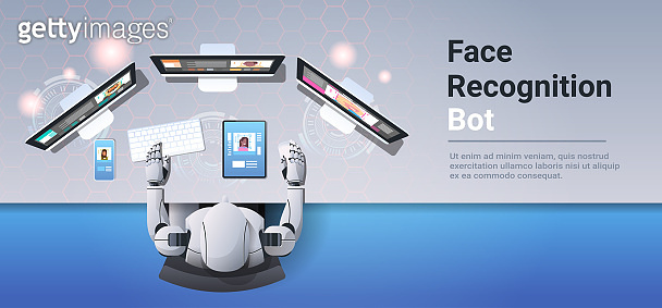 robot using digital devices face scan recognition bot security system ...