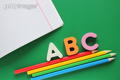 ABC-the first letters of the English alphabet on a green background ...