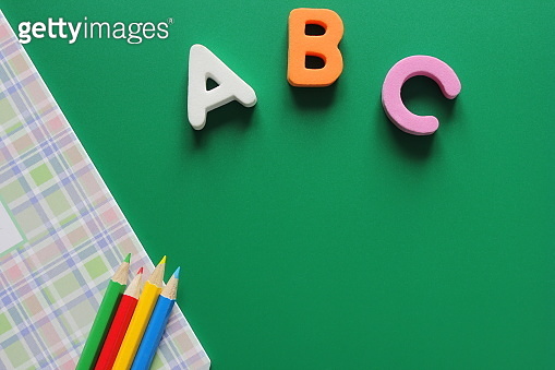 ABC-the first letters of the English alphabet on a green background ...