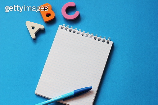 ABC-the first letters of the English alphabet on a blue background ...