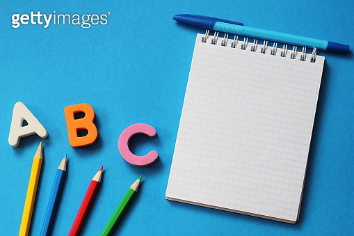 ABC-the first letters of the English alphabet on a blue background ...