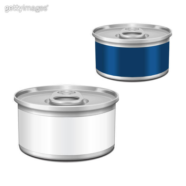 Low-profile tin can with opener. Packaging template. Vector ...